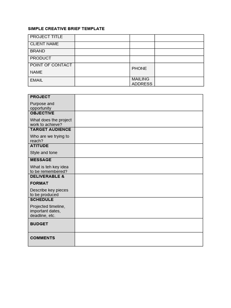 Simple Creative Brief Template PDF | PDF