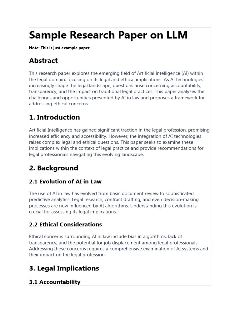 Sample Research Paper On LLM | PDF Sample Research Paper On LLM | PDF