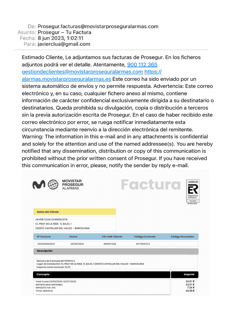 Prosegur - Tu Factura | PDF