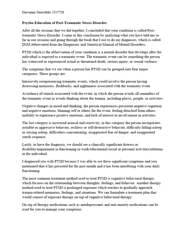 Psycho-Education of PTSD | PDF | Self-Improvement | Lifestyle