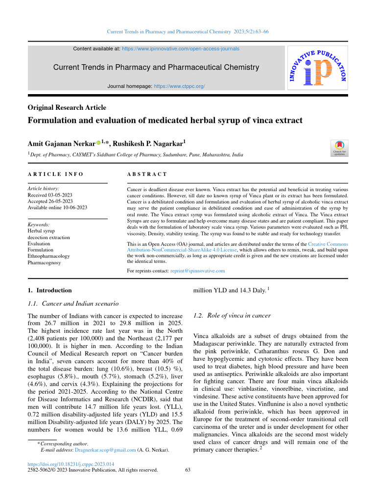 Formulation and Evaluation of Medicated Herbal Syr | PDF ...