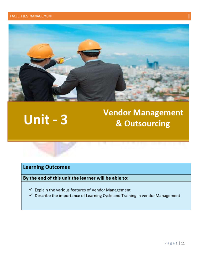 1645019221unit 3 - Vendor Management & Outsourcing | PDF