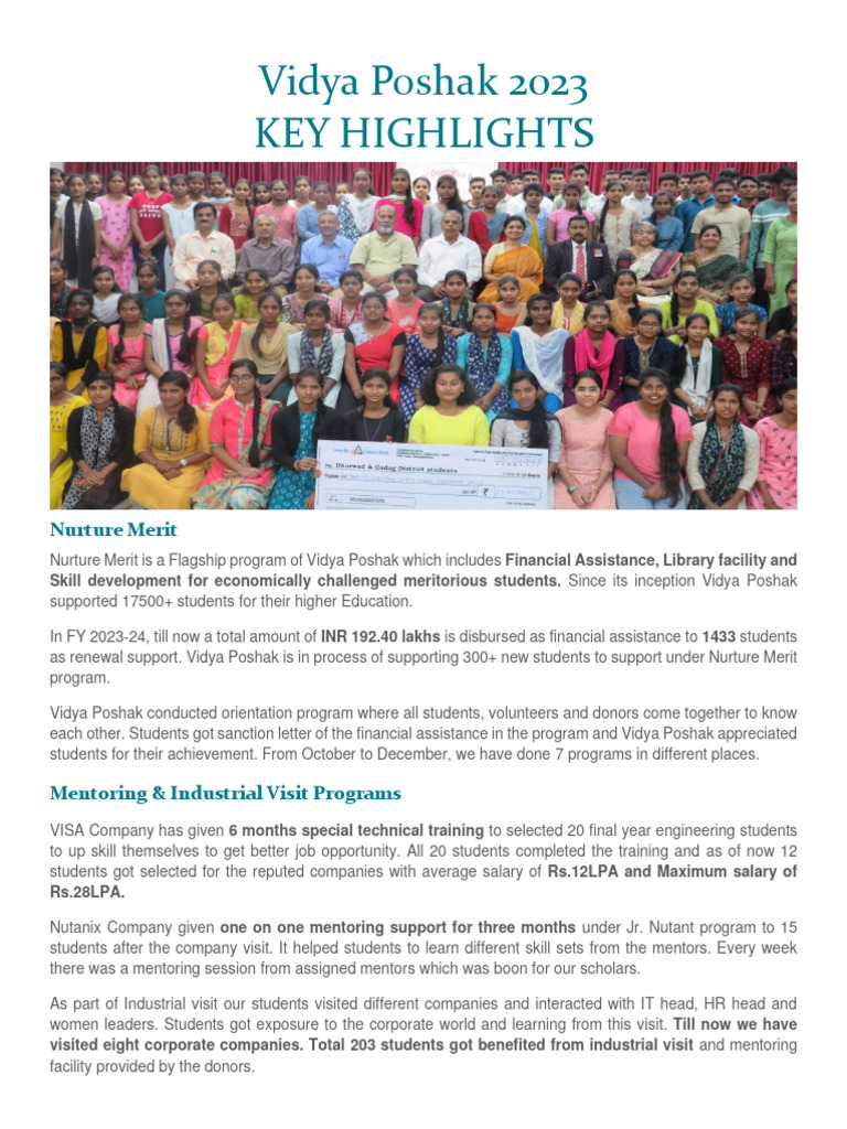 Vidya Poshak Highlights 2023 | PDF | Mental Health