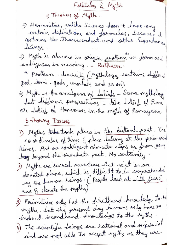 Myth Criticism Notes | PDF
