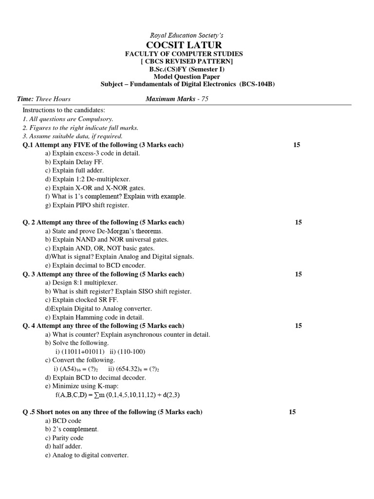 BSC CS FY - 4 - Funda. of DE | PDF | Analog To Digital Converter ...