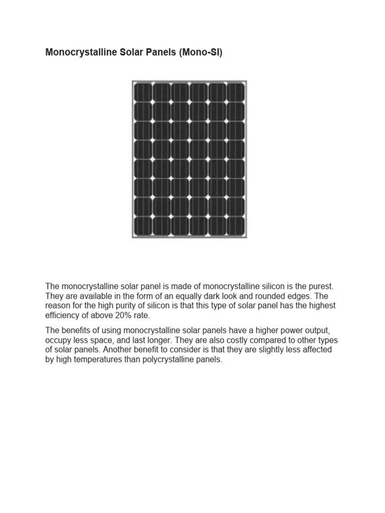 Monocrystalline Solar Panels | PDF