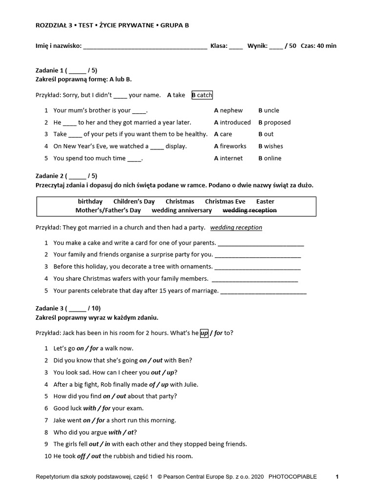 Repet cz1 U3 Test B | PDF