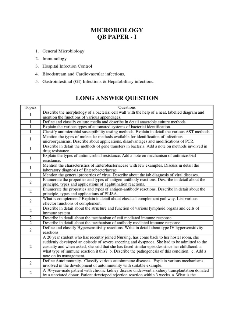 Microbiology Paper-1 QB | Download Free PDF | Immune System | Infection