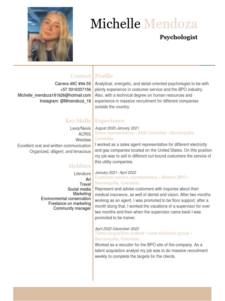 Michelle Mendoza cv ingles | PDF