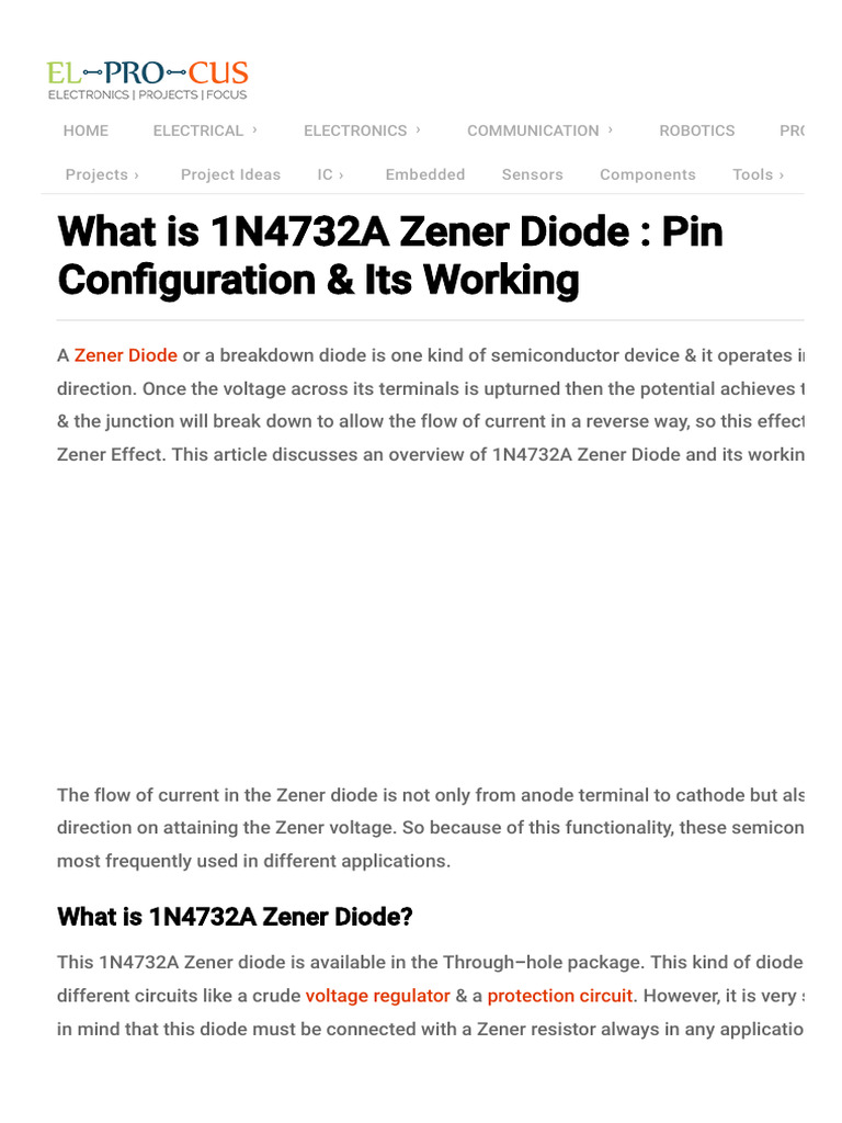 1N4732A Zener Diode - Pin Configuration, Specifications & Its ...