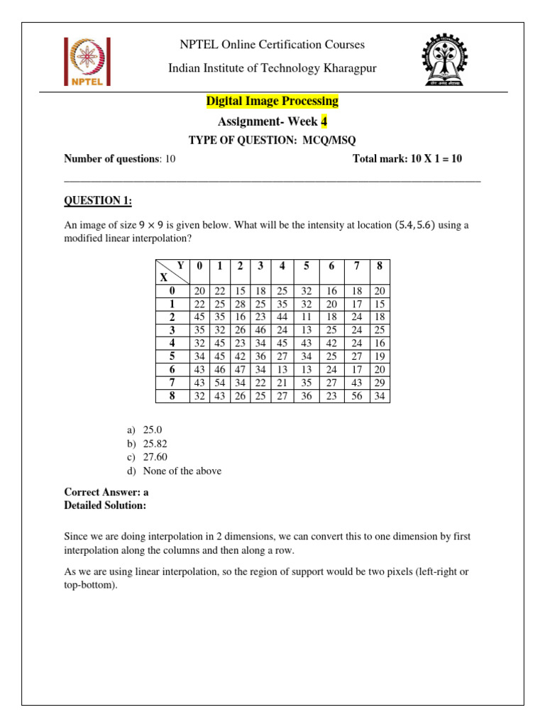 DIP - Assignment 4 Solution | PDF | Interpolation | Multidimensional Signal Processing