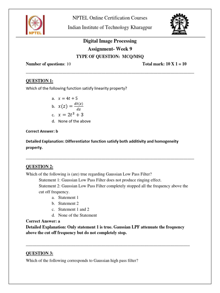 DIP_Assignment 9 Solution | PDF