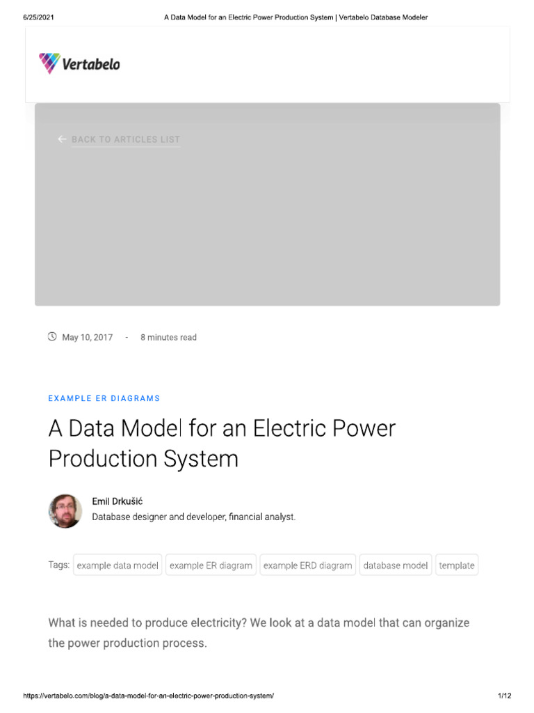 GuideLine Data Model for an Electric Power Production System | PDF