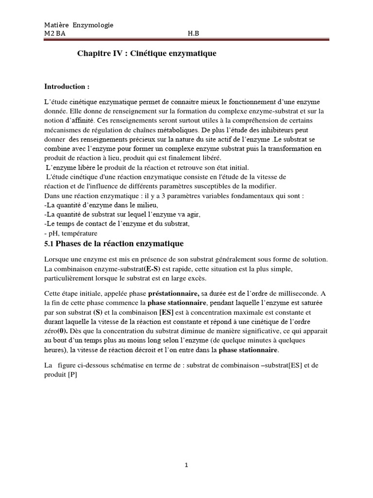 Cinetique Enz. A 01 Sub1 | PDF