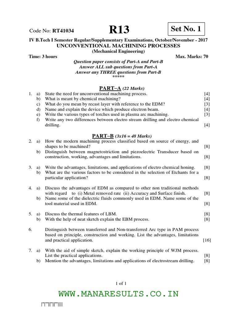 UNCONVENTIONAL MACHINING PROCESSES Mecha | PDF | Technology & Engineering