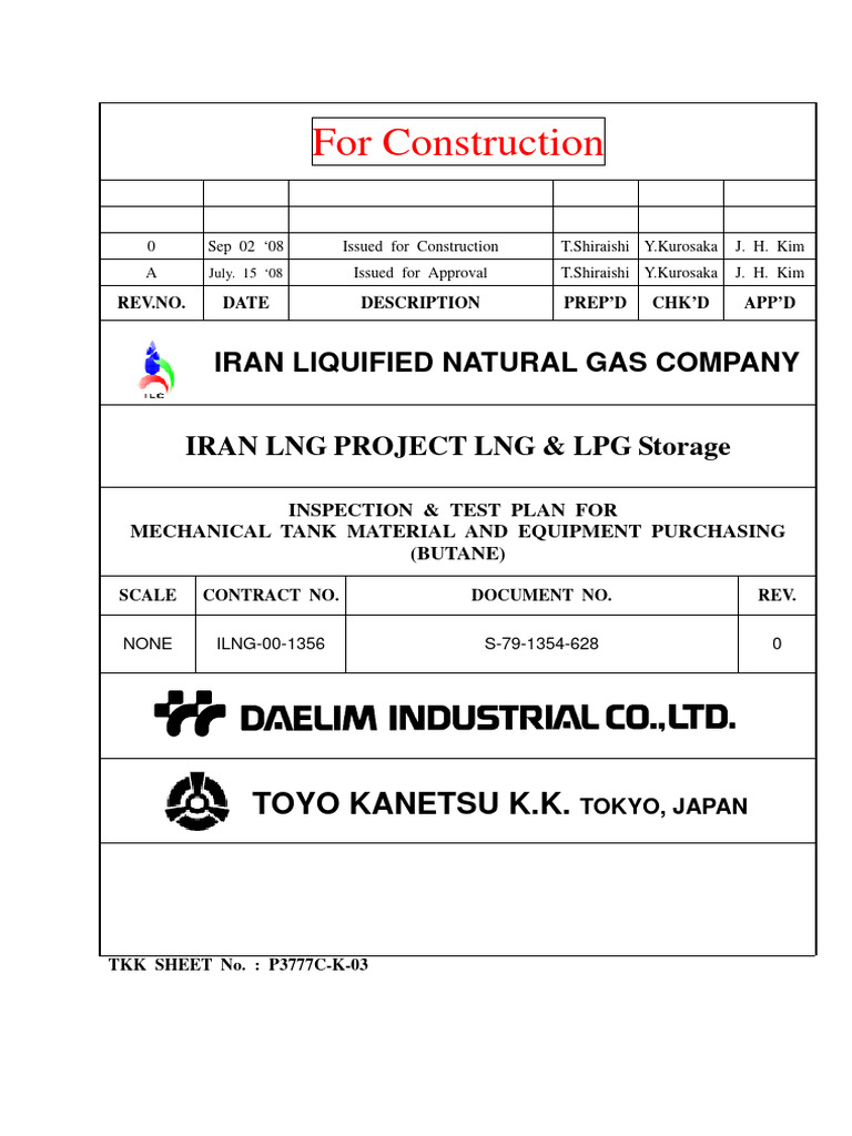 Iran LNG Butane Tank Inspection Plan | PDF | Computers | Technology & Engineering