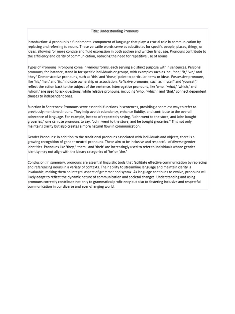 Pronoun Pdf Pronoun Grammatical Gender