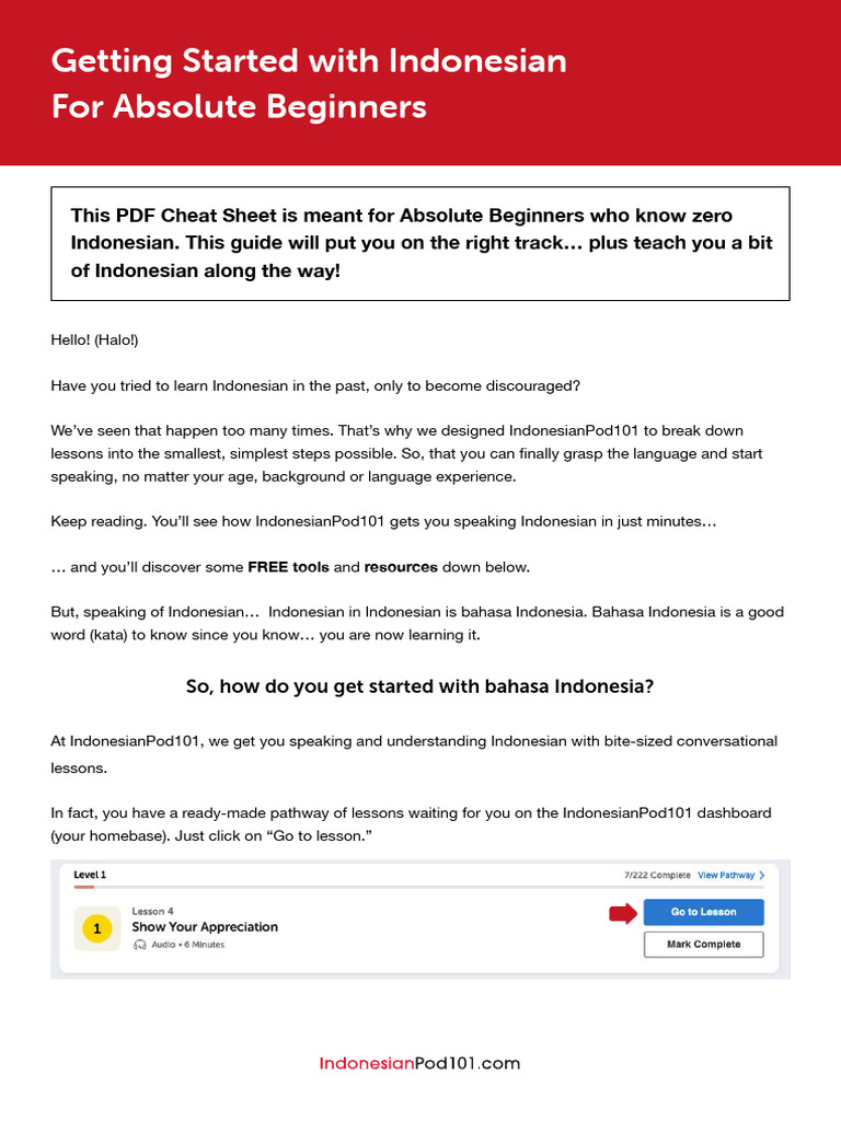 1-Getting Starting With Indonesian | PDF