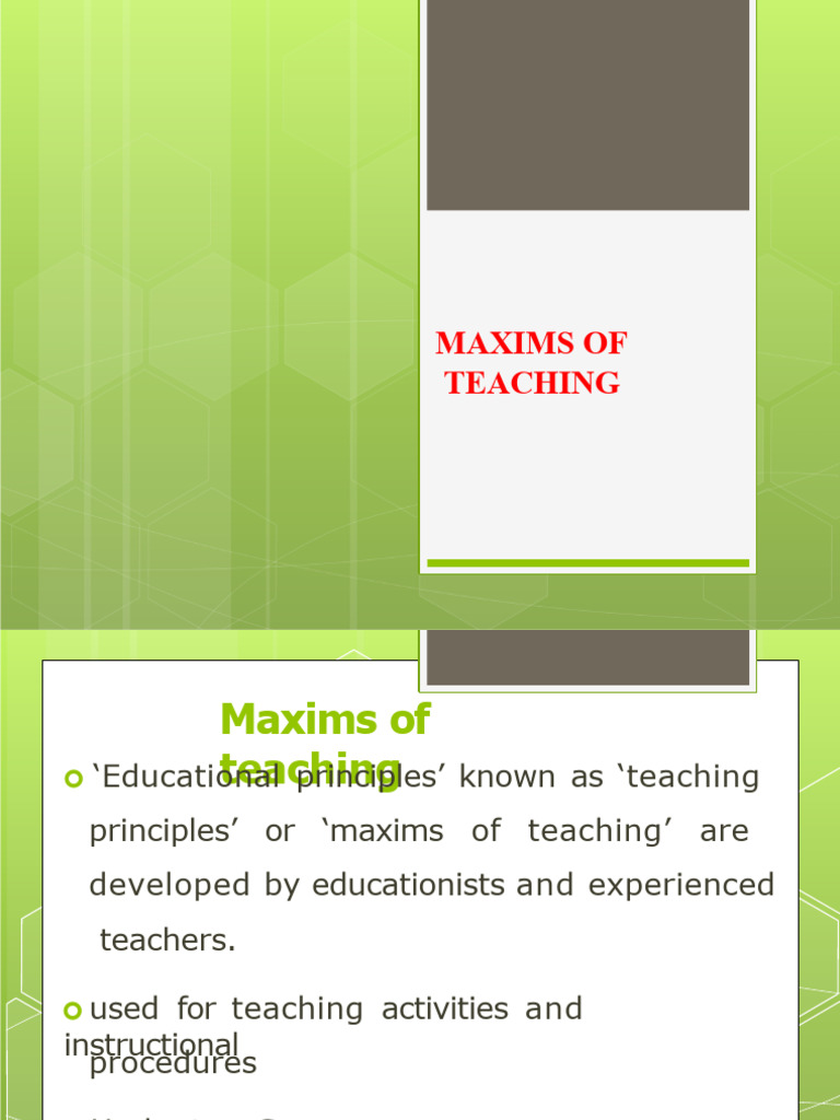 Maxims Of Teaching Pdf Analysis Empirical Evidence