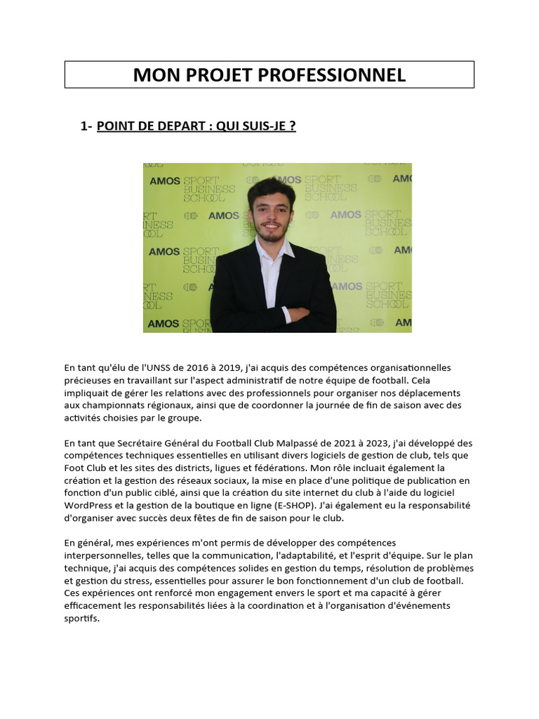 Document de Travail MON PROJET PROFESSIONNEL 2 | PDF