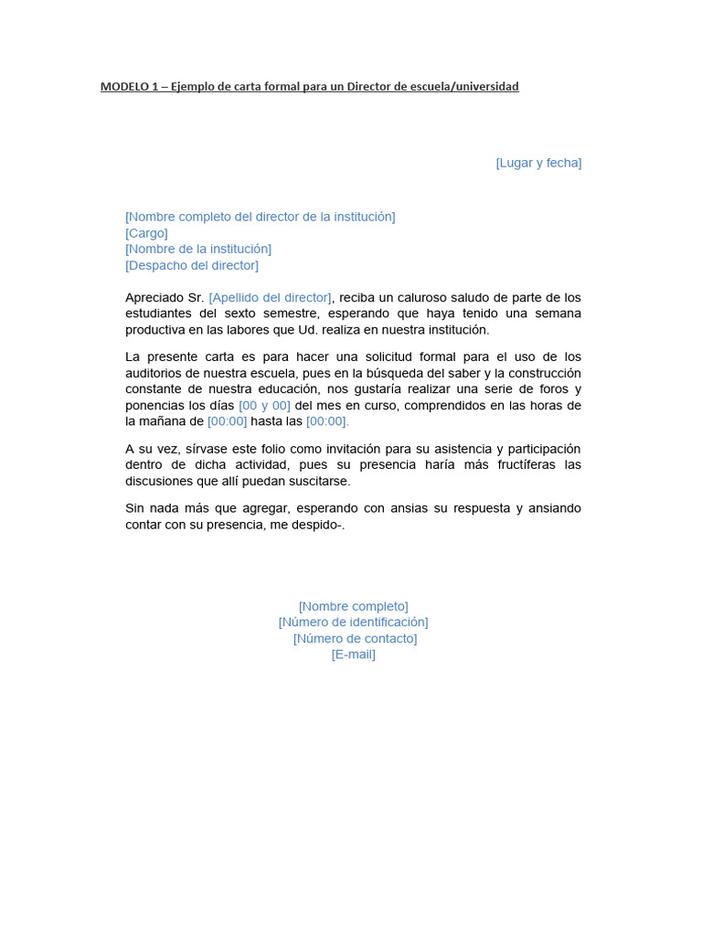 6 1 Modelo Carta Formal para Director - 24 | PDF