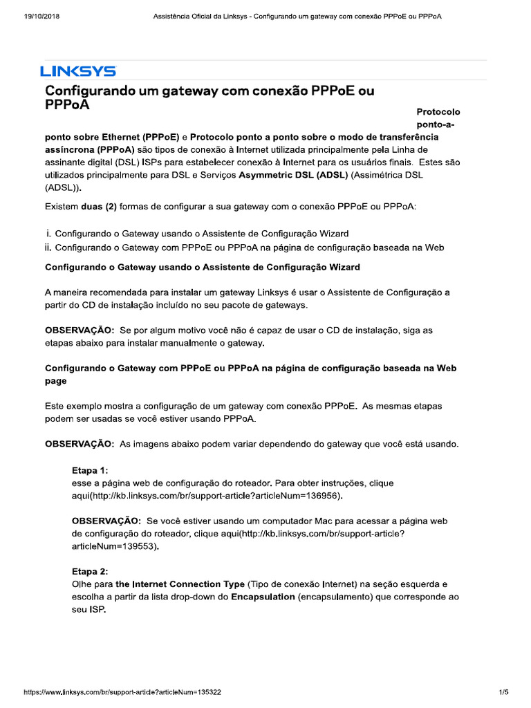 2.2 Configurando Um Gateway Com Conexão PPPoE Ou PPPoA | PDF