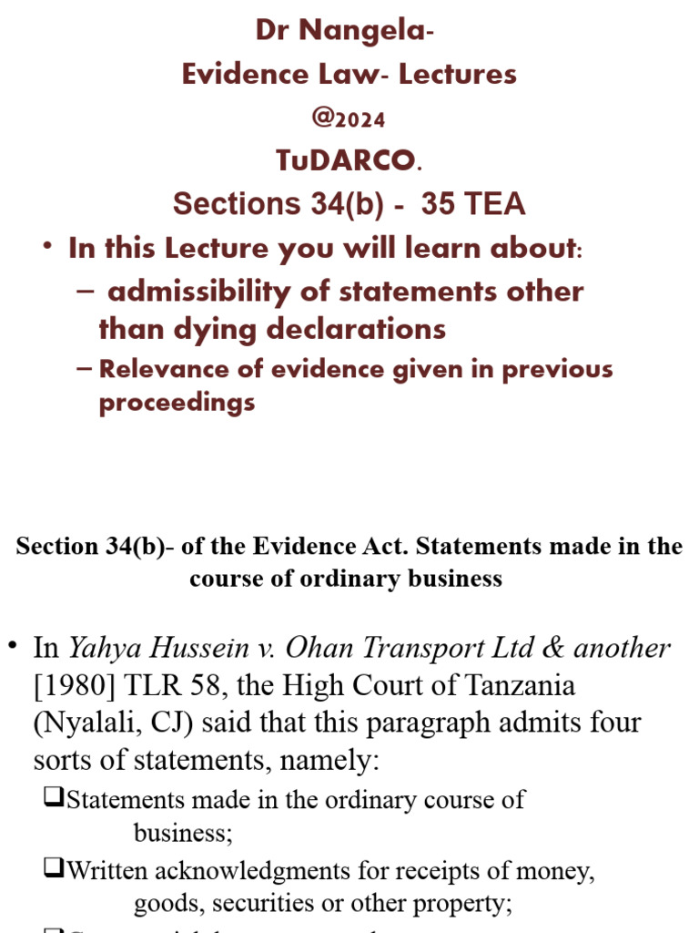 Evidence Law: Admissibility of Statements | PDF | Law