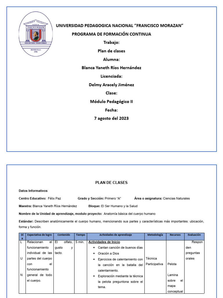 Plan de Clases-Modulo Pedagogico | PDF
