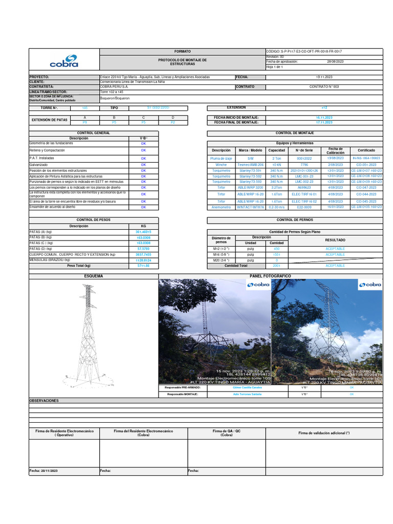 P P117 E3 CO OFT PR 0018 FR 0017 Montaje de Estructuras. Rev. 0 T 105 | PDF