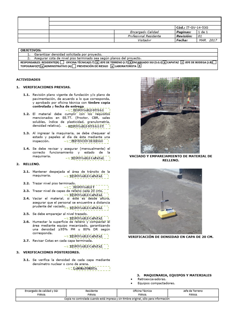 IT-GV-14-53G Instructivo Relleno | PDF