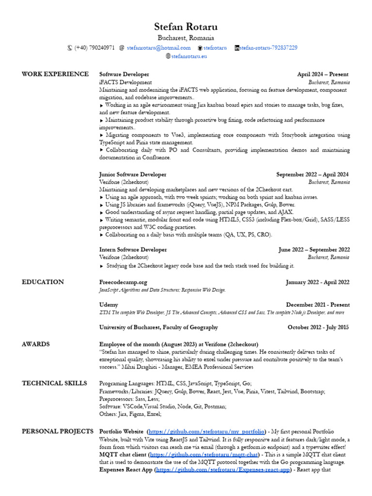 Stefan Rotaru CV 2024 | PDF