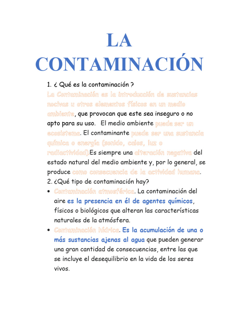 La Contaminación Monografia | PDF