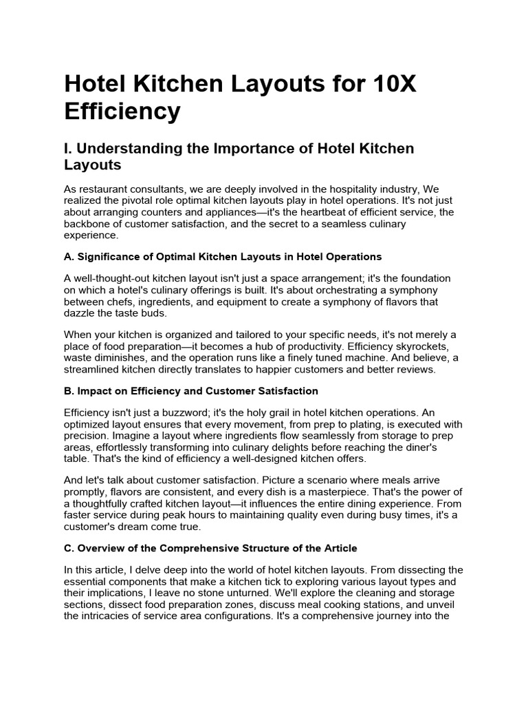 Hotel Kitchen Layouts For 10X Efficiency | PDF | Kitchen | Menu