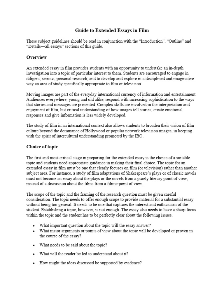 Guide To Extended Essays in Film | PDF | Essays | Knowledge