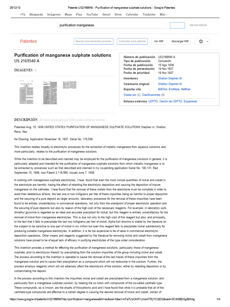 Manganese Sulphate Purification Method | PDF | Precipitation (Chemistry ...