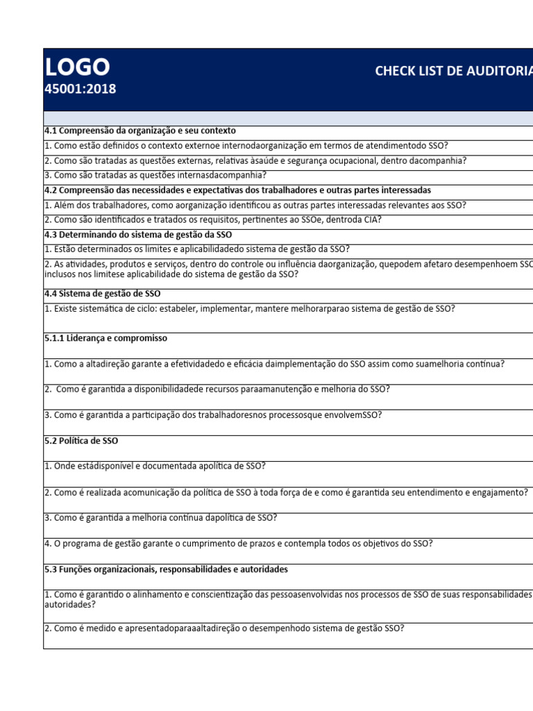 Check List de Auditoria | PDF