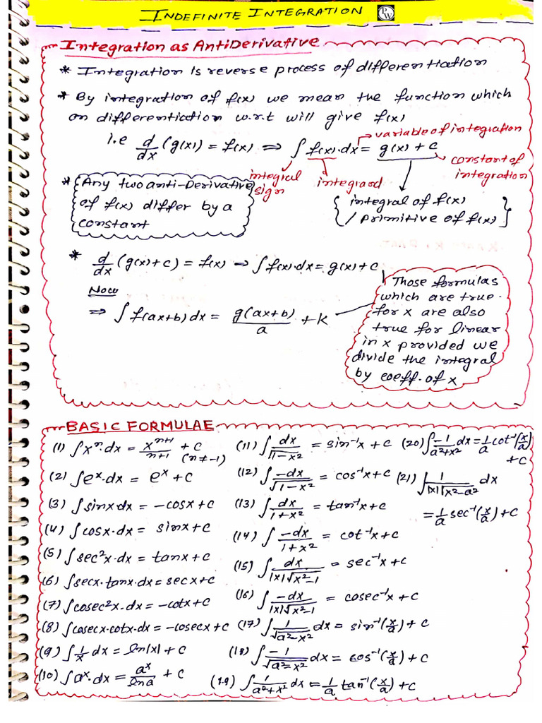 Indefinite Integration Notes for JEE | PDF