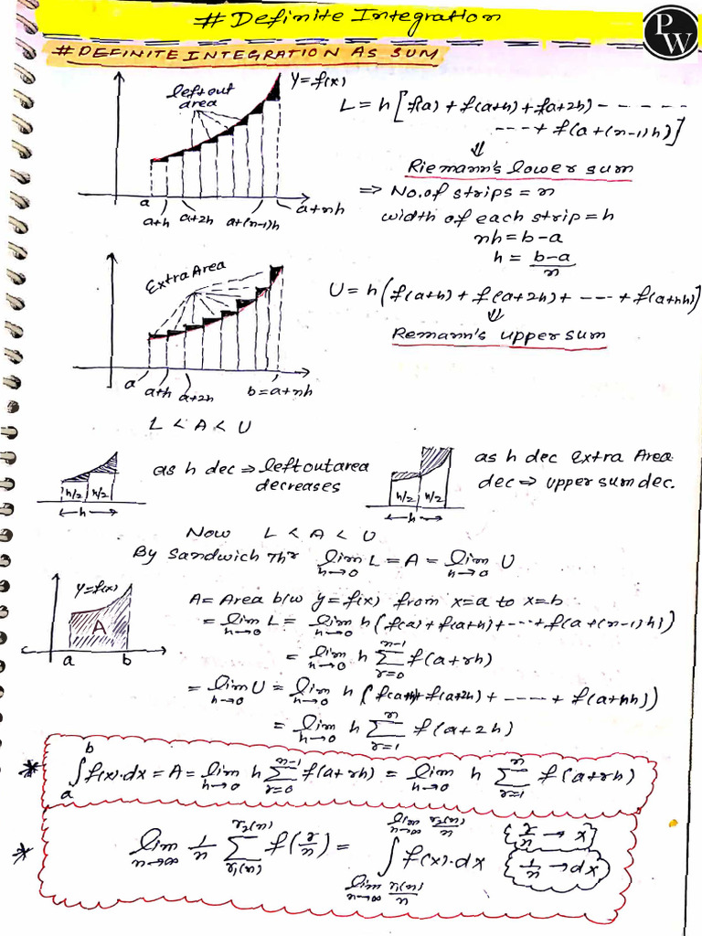 Definite Integration Handwritten Notes Prayas JEE 2024 | PDF