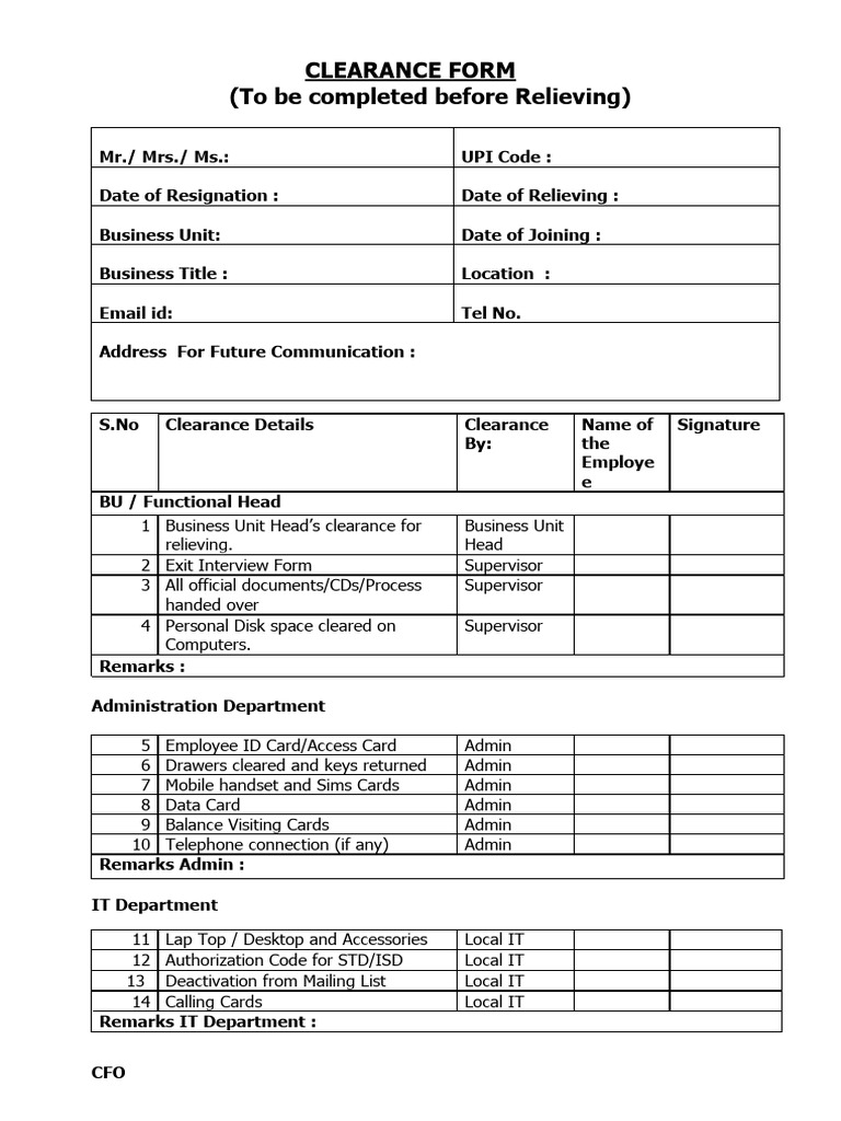 5 Clearance Form | PDF | Service Industries | Telecommunications
