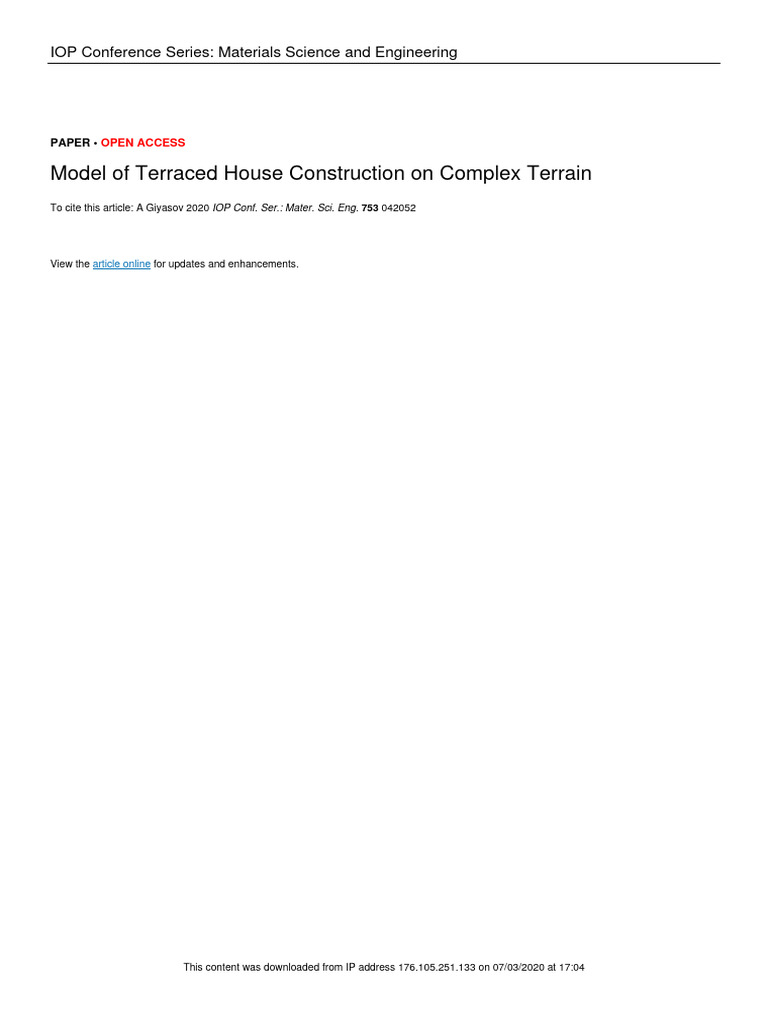 Model of Terraced House Construction On Complex Te | PDF
