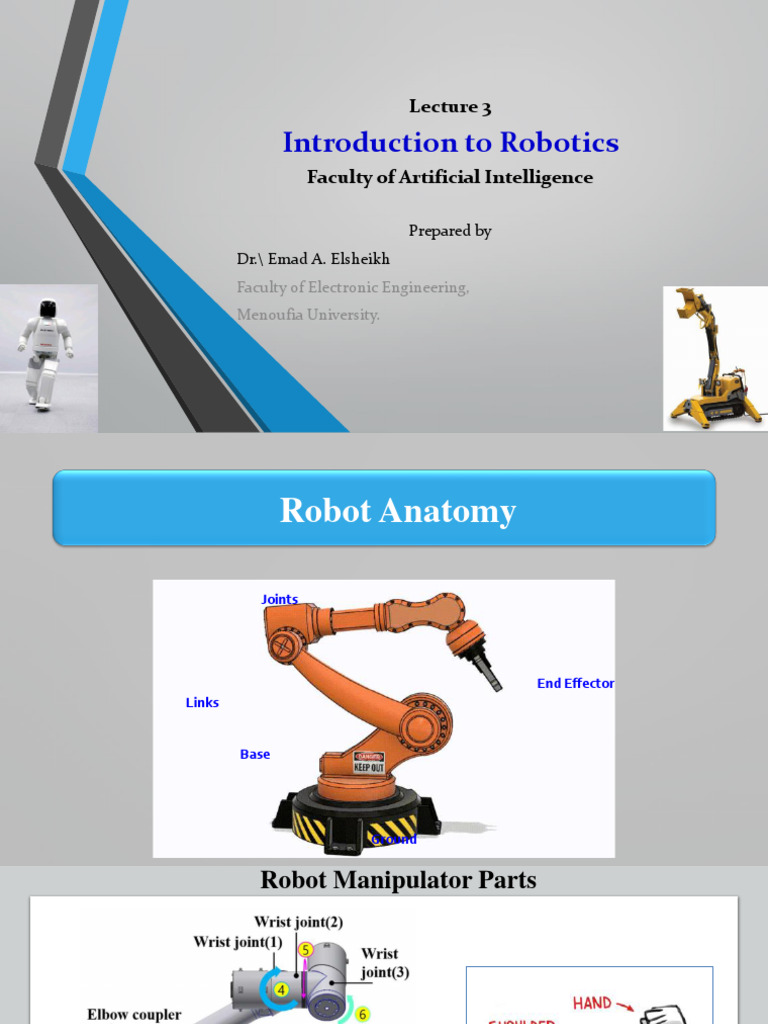 Lect 3 Intro To Robotics | PDF | Motion (Physics) | Tools