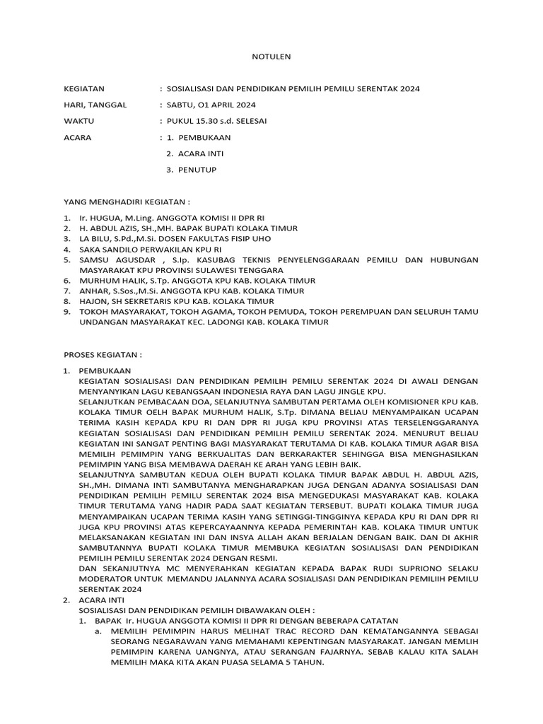 Edukasi Pemilih Pemilu 2024 | PDF