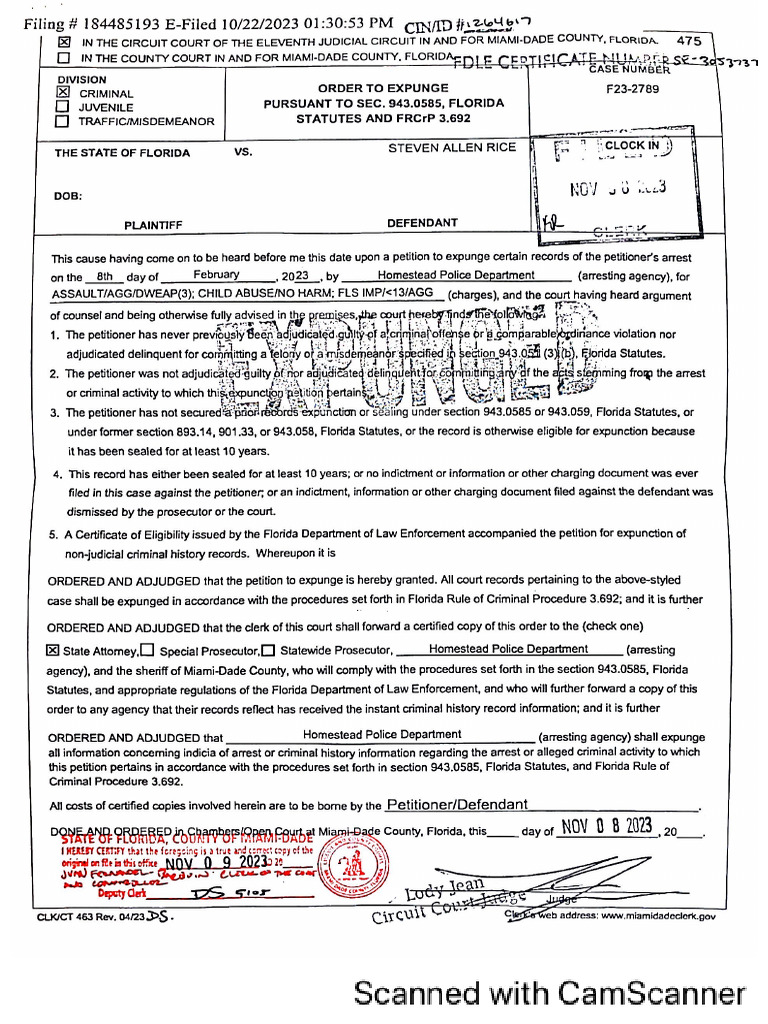 Expungement Steve Rice | PDF