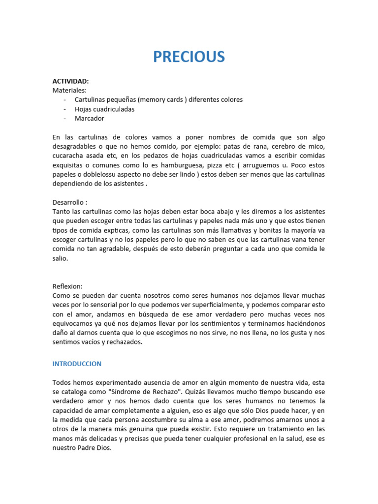 (Tema) PRECIOUS | PDF