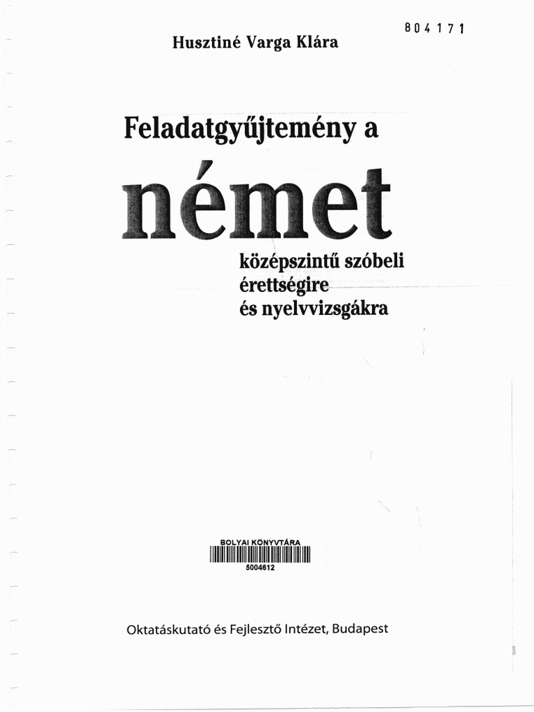 Német Feladatgyüjtemény Érettségihez | PDF