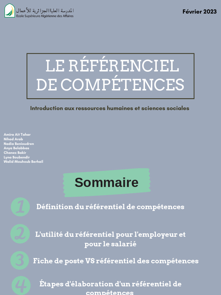 Élaboration d'un Référentiel de Compétences | PDF | Gestion des ...
