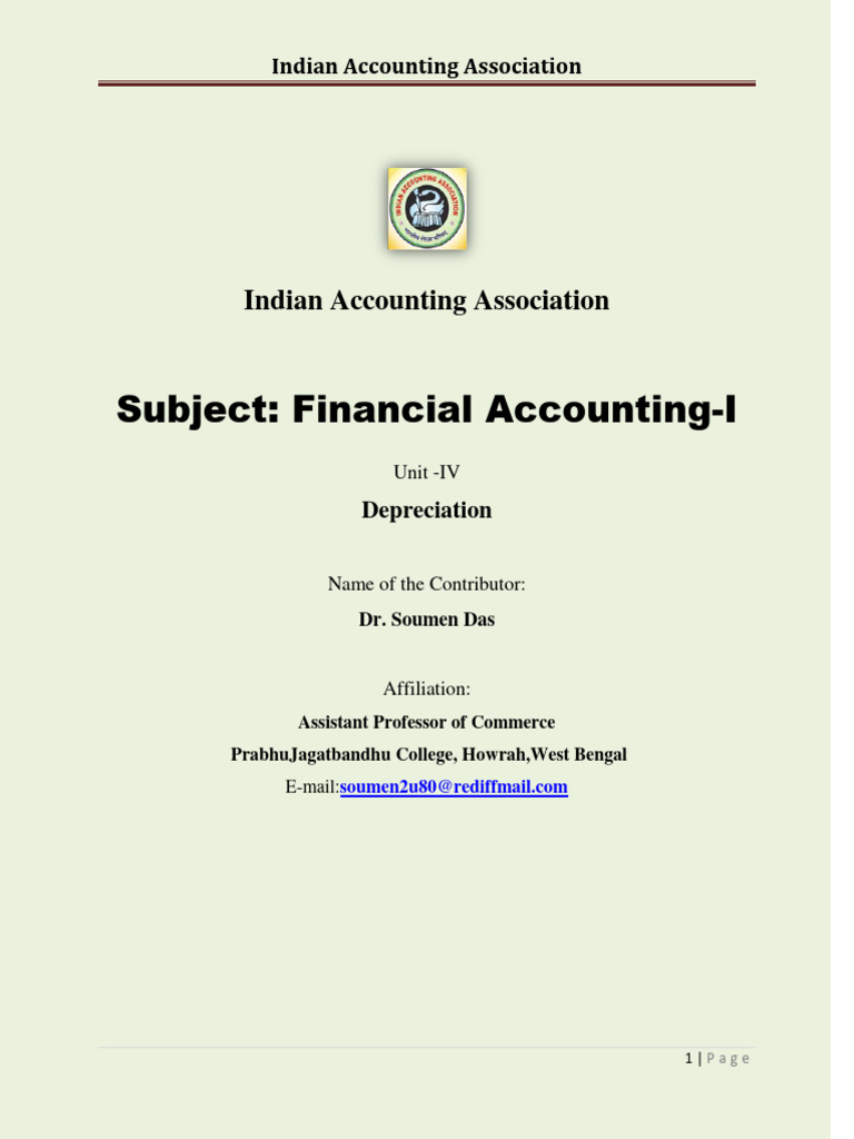 Financial Accounting Unit 4 Depreciation | PDF | Business | Technology ...
