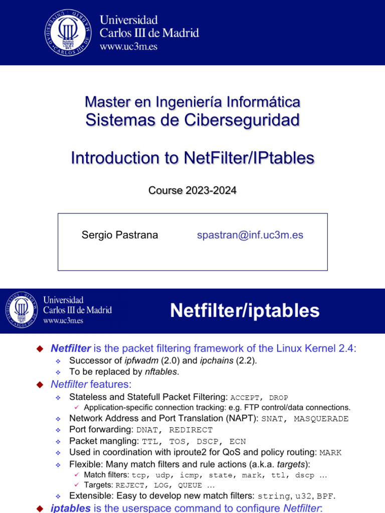 Netfilter/Iptables Overview 2023-2024 | PDF