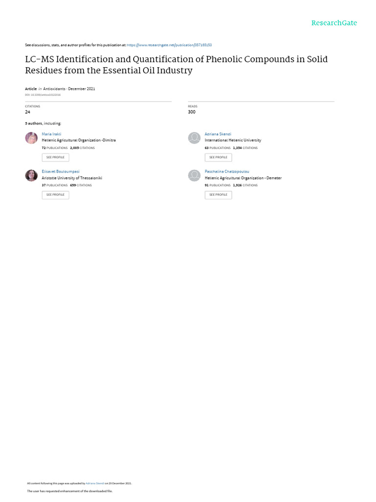 antioxidants-LC-MSaromatic2021 - LC-MS Identification and ...