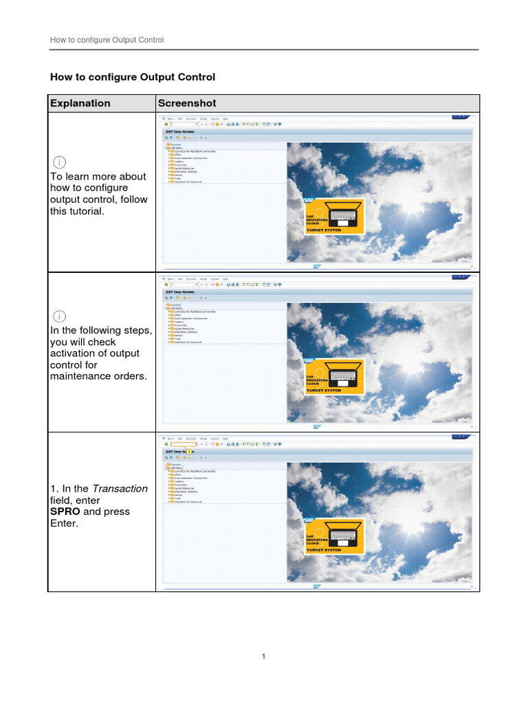 How TO configure the output Control | PDF